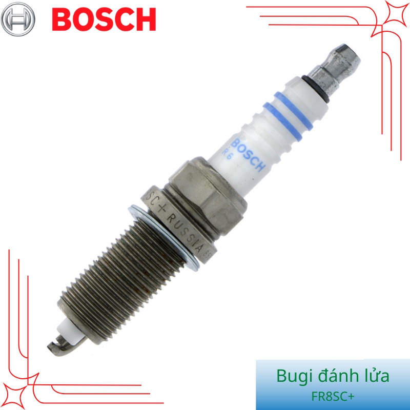 Bugi đánh lửa BOSCH FR8SC+, chân dài , điện cực hợp kim Nikel-Yttrium ...