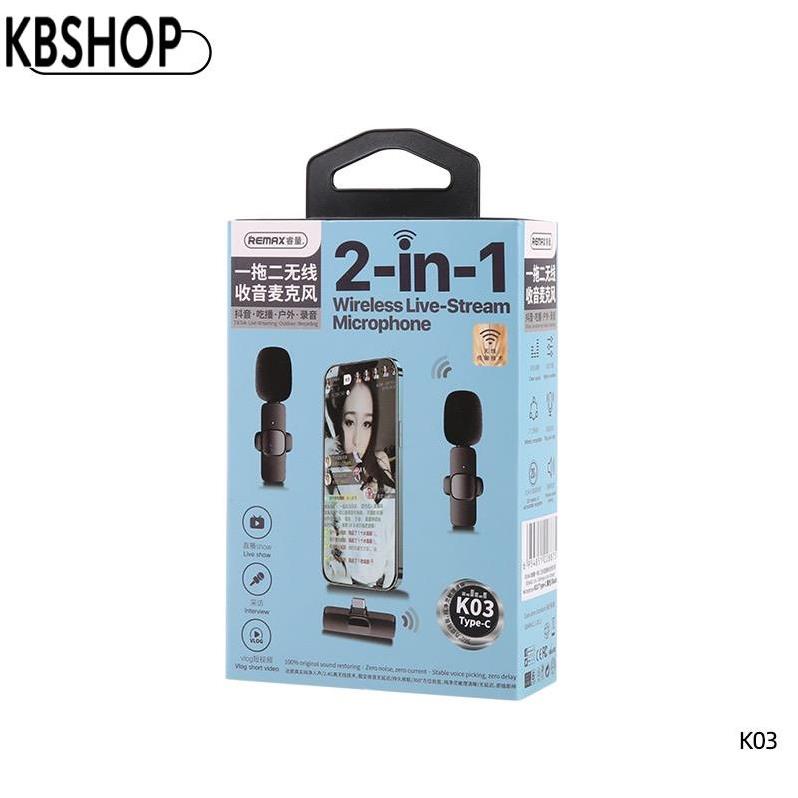 [HCM] Micro Không Dây Cài Áo Hỗ Trợ Livestream Cho Thiết Bị Cổng Usb Type C Remax K02/K03 ...