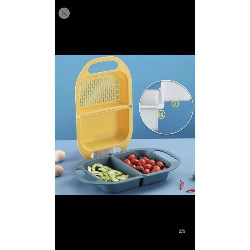 thau kèm rổ 2 in 1 gấp gọn, Thau 2 trong 1 kèm rổ gập rửa rau củ đa ...