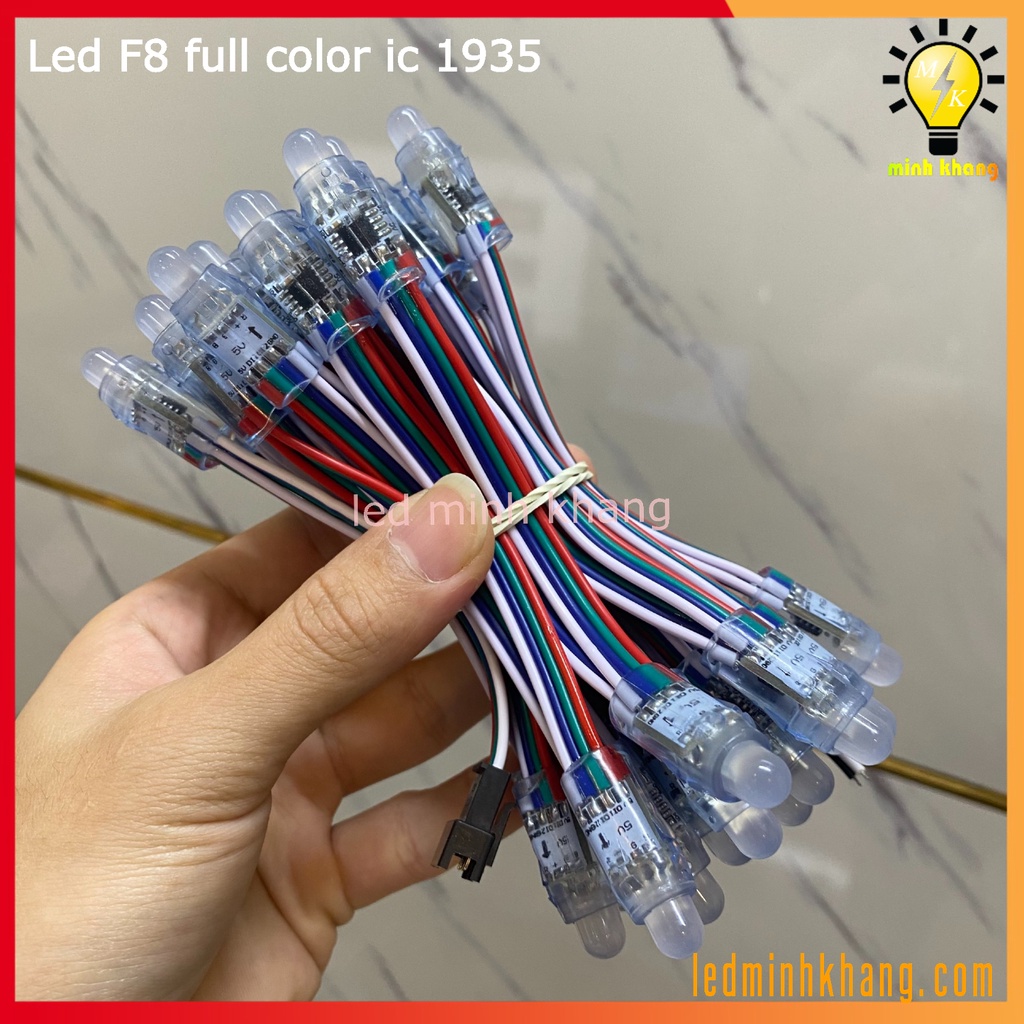 Led Full IC 1935, 2811, 1903, 1916, 1908, 8206 ngoài trời, led đúc F8 full color (Dây 50 LED ...