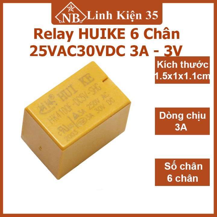 Relay HUIKE 6 Chân 25VAC/30VDC 3A | Shopee Việt Nam