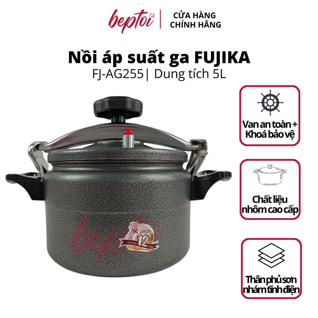 Nồi áp suất ga Fujika, nồi hầm đa năng FJ-AG225, dung tích 5 Lít ...