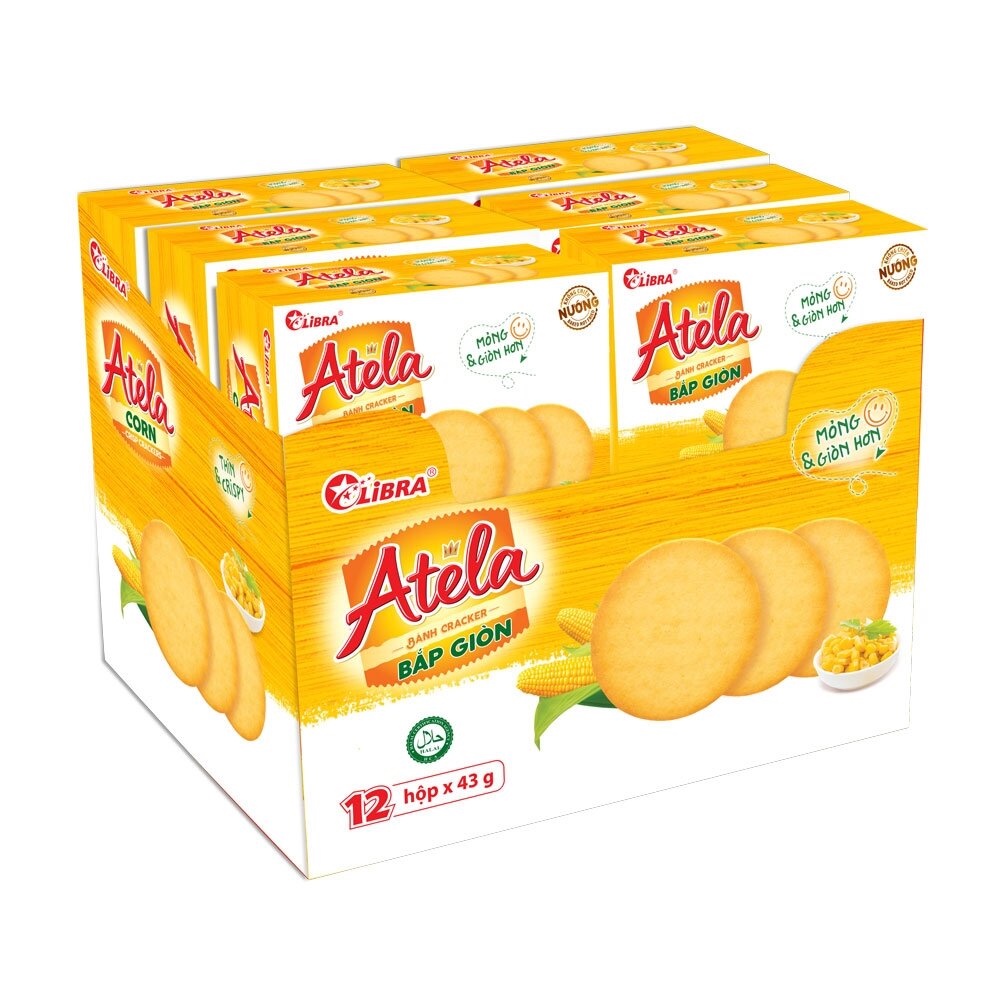 Bánh Atela Cracker vị bắp giòn 43g 1 lốc | Shopee Việt Nam