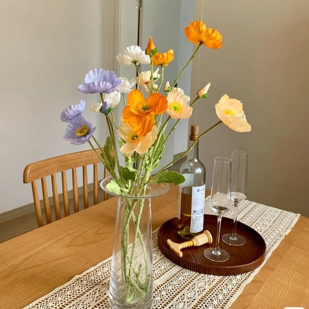 Hoa poppy giả, hoa lụa anh túc đẹp cao cấp trang trí, decor phòng 1 ...