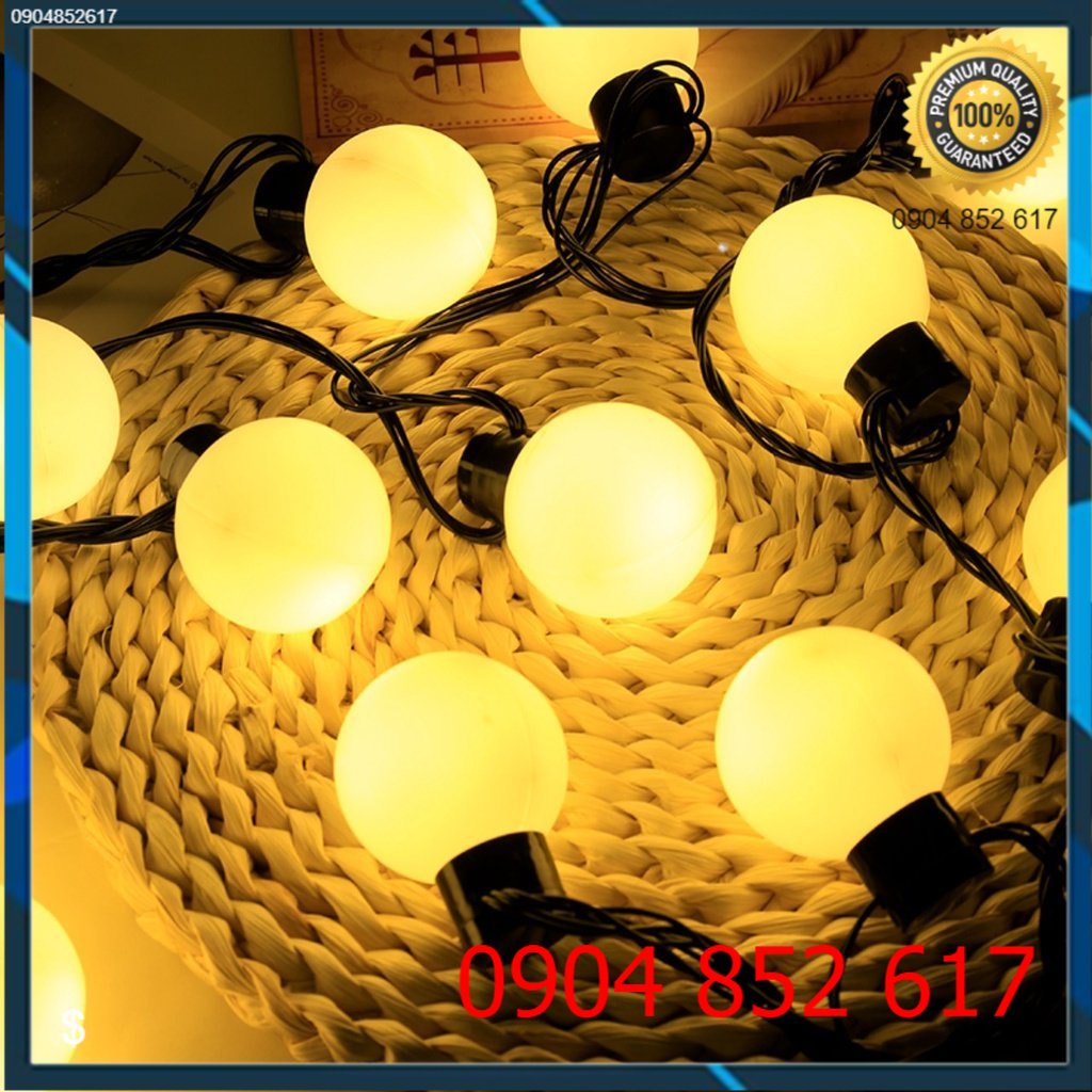 Dây Đèn Led Trang Trí Ngoài Trời Dài 5m 20 Bóng Tròn Phi 4CM Cắm Điện Có Phích Nối Thêm Dây ...