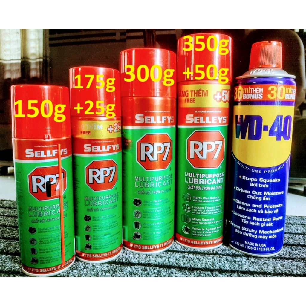 RP7 - WD40 Chai Xịt Chống Rỉ Sét và Bôi Trơn 150g 175g 300g 350g ...