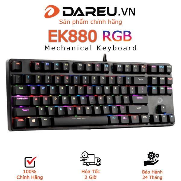 Bàn phím cơ Gaming DAREU EK880 87KEY (RGB, Blue/ Brown/ Red D switch ...