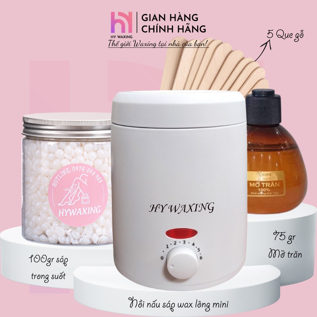 [CHE TÊN] Combo 100gr Sáp Trong Suốt + Nồi Nấu Sáp Wax Lông Chống Dính ...