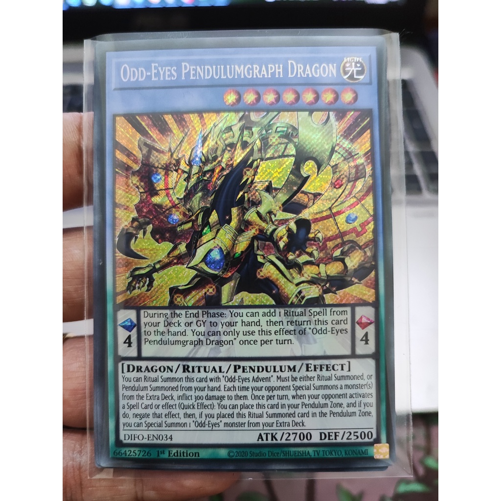 [Yugioh Funny Shop] 1 lá thẻ bài Odd-Eyes Pendulumgraph Dragon - DIFO-EN034 - Secret Rare 1st ...