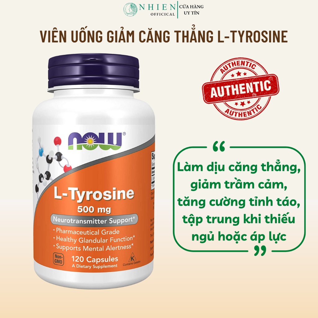 Viên uống L-Tyrosine 500mg, L-Tyrosine 750mg, GABA 500mg NOW hỗ trợ ...