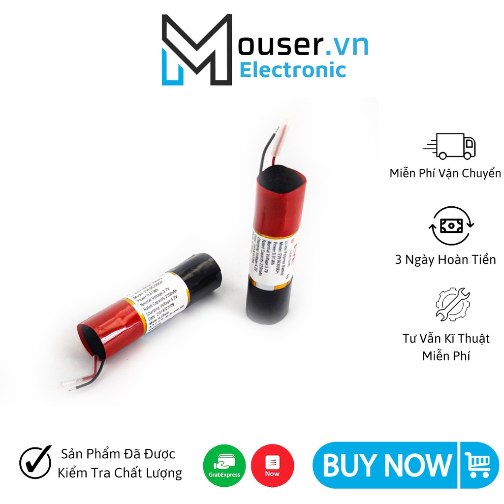 Pin trụ 3.7V 220mAh cho thiết bị ghi âm bút cảm ứng tai nghe ghi âm ...