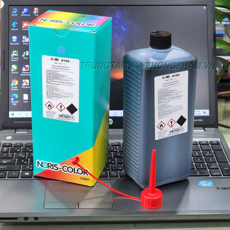 Chai 1000ml mực Noris Color 199PO Universal Stamp Pad Ink dùng đóng bao ...