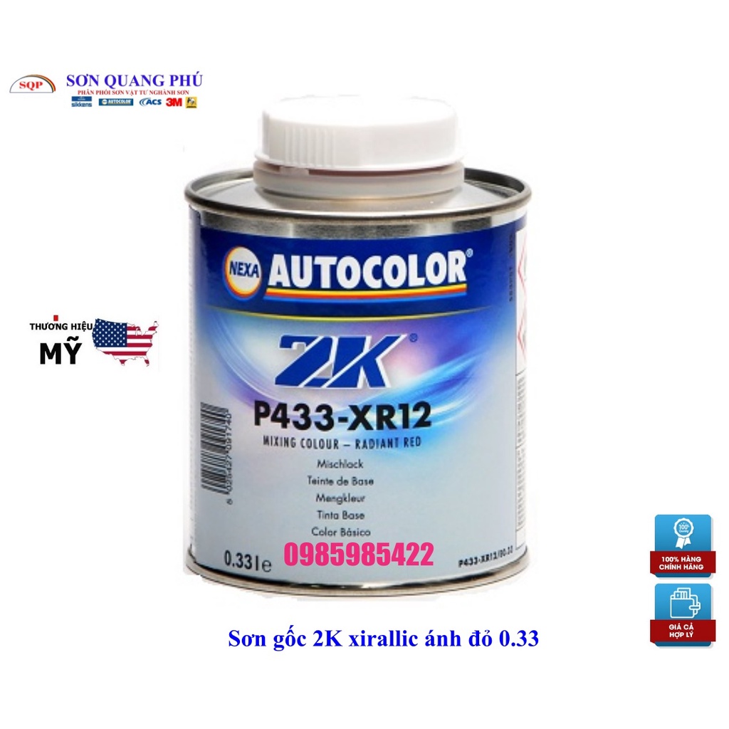 P433-XR12 Sơn gốc 2K xirallic ánh đỏ Nexa Autocolor, màu đặc biệt hãng PPG 0.33L, ICI 2K ...