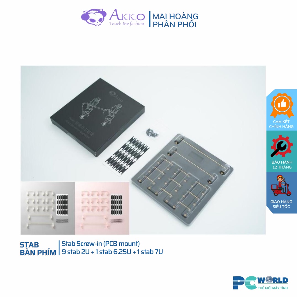 Stab bàn phím cơ AKKO Screw-in PCB Mount (Clear / Sakura Pink) | Shopee ...