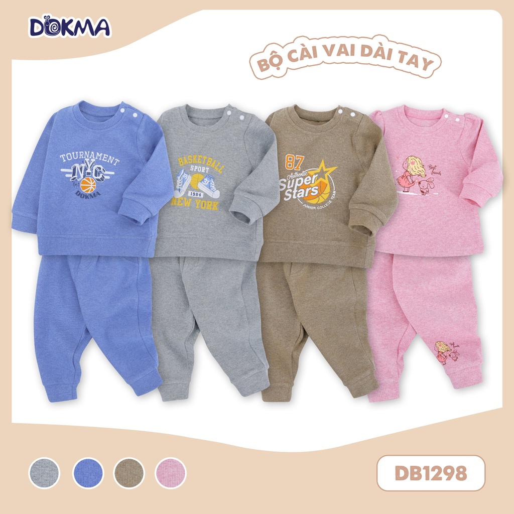 Bộ thu đông dài tay bé trai/ bé gái Dokma cotton len - nỉ dày (6-36m ...