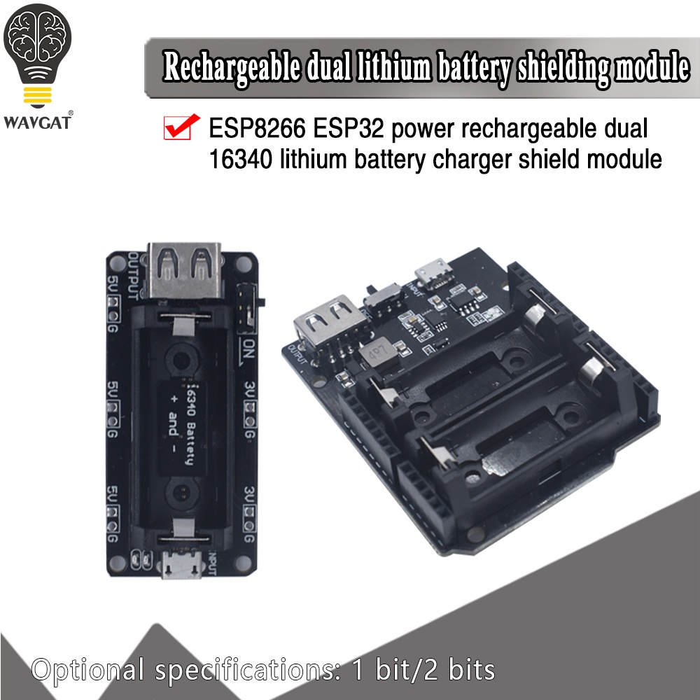 Esp8266 ESP32 Nguồn Điện Sạc Kép 16340 Pin Lithium Sạc Shield Module ...