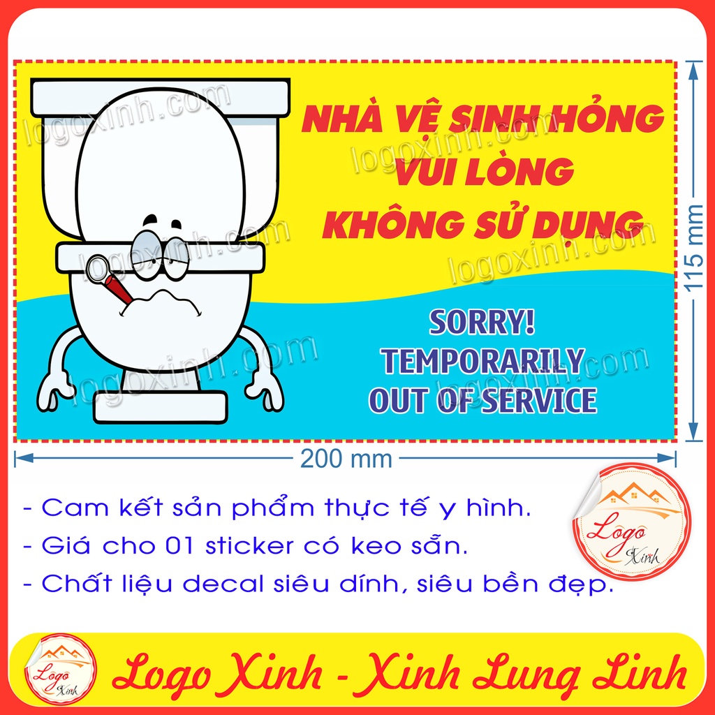 Logo Tem Sticker Nhà Vệ Sinh Hỏng Vui Lòng Không Sử Dụng - Toilet Ngưng ...