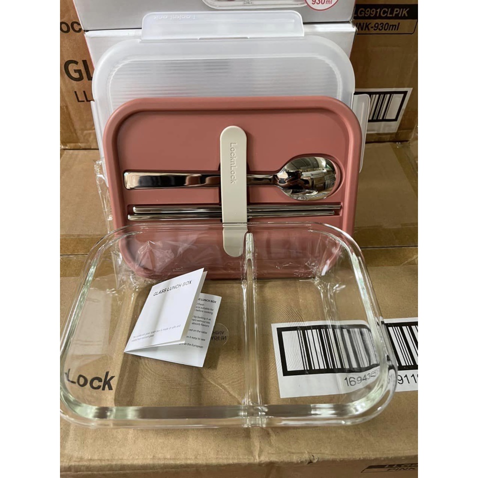 Hộp cơm thủy tinh chia ngăn Lock&Lock màu hồng | Shopee Việt Nam