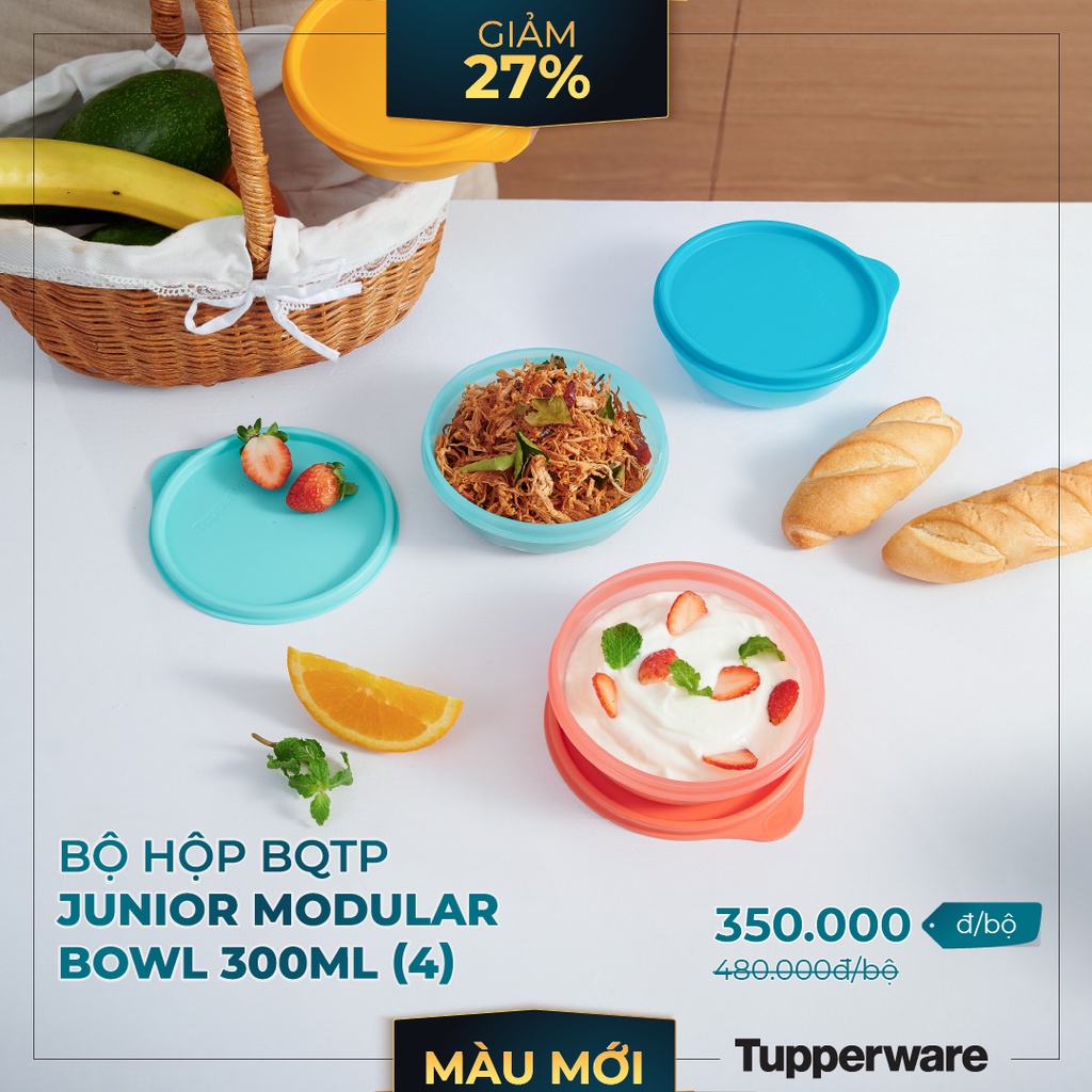 BỘ HỘP BẢO QUẢN JUNIOR MODULAR BOWL 300ML(4) TUPPERWARE | Shopee Việt Nam
