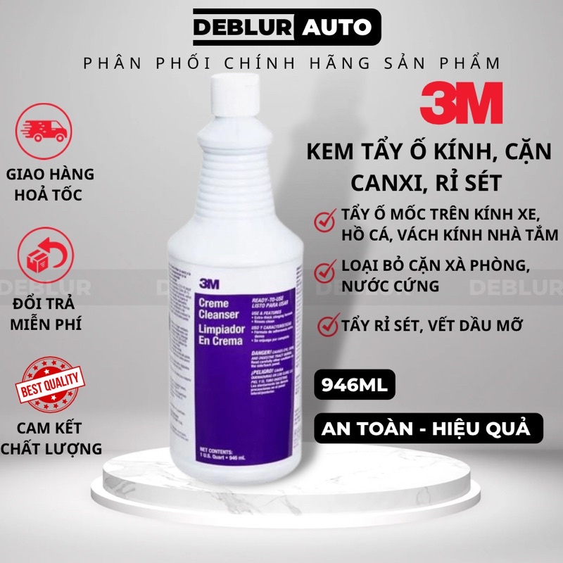 Dung dịch tẩy ố kính xe, vảy cá trên vách kính, tẩy rỉ sét inox, vệ sinh bồn tắm 3M 946ml ...