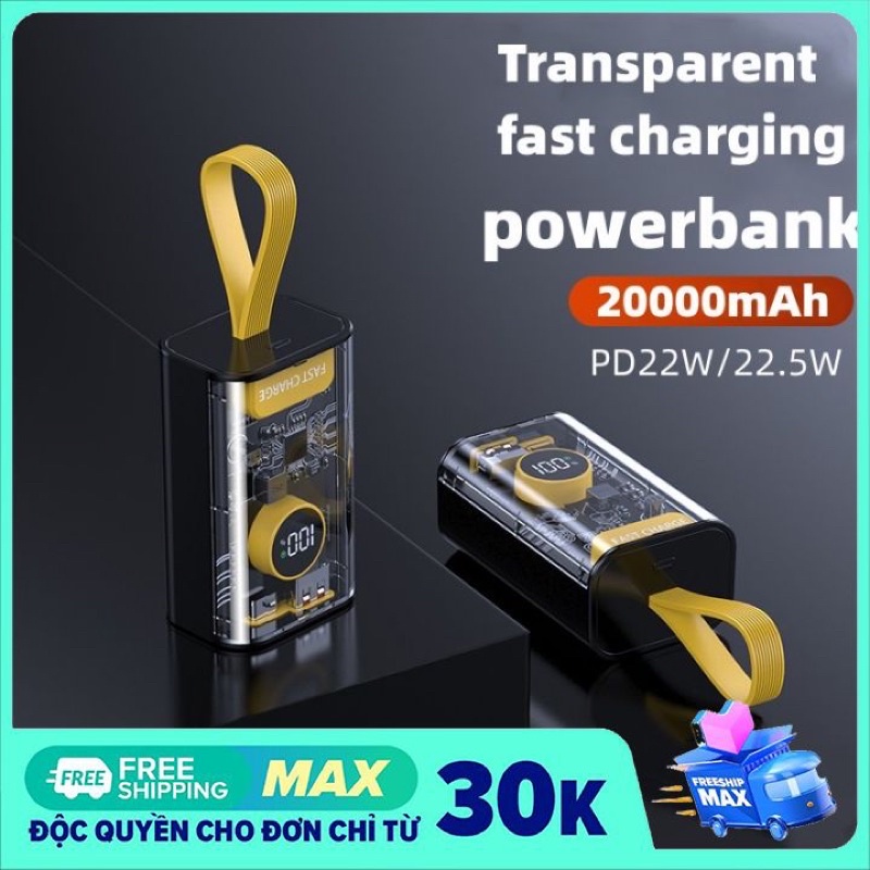 Sạc dự phòng Trong suốt 10000ma - 20000ma Wk 337 sạc nhanh bền trâu, không gây nóng máy, bảo ...