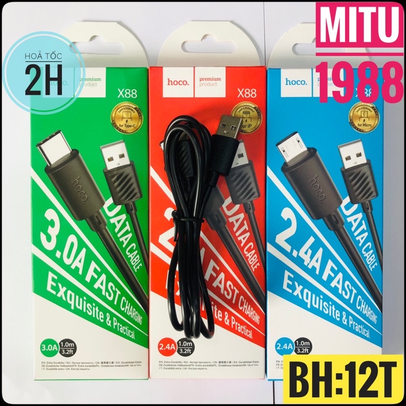 Cáp sạc Hoco X88 cổng IP USB/ TypeC to IP/ Micro USB/ TypeC USB/ TypeC ...