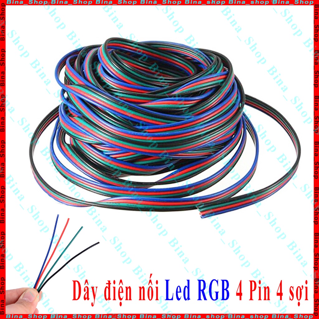 [1 mét] Dây điện nối led RGB 4-Pin 4 sợi, dùng cho led 3528 / 5050 RGB ...