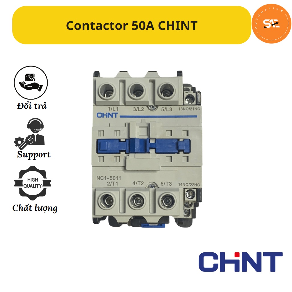 Khởi động từ 3P Chint NC1-5010, Contactor hàng chính hãng chịu tải lên ...