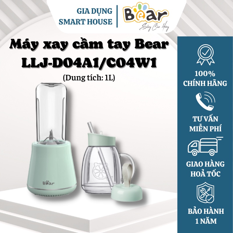 Máy xay sinh tố cầm tay Bear LLJ-D04A1 chất liệu an toàn cho trẻ nhỏ bảo hành chính hãng 18 ...