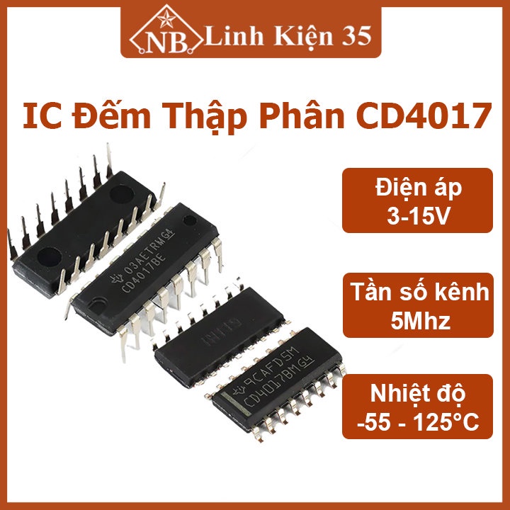 IC đếm thập phân CD4017 - IC giải mã 10 đường, chia xung | Shopee Việt Nam