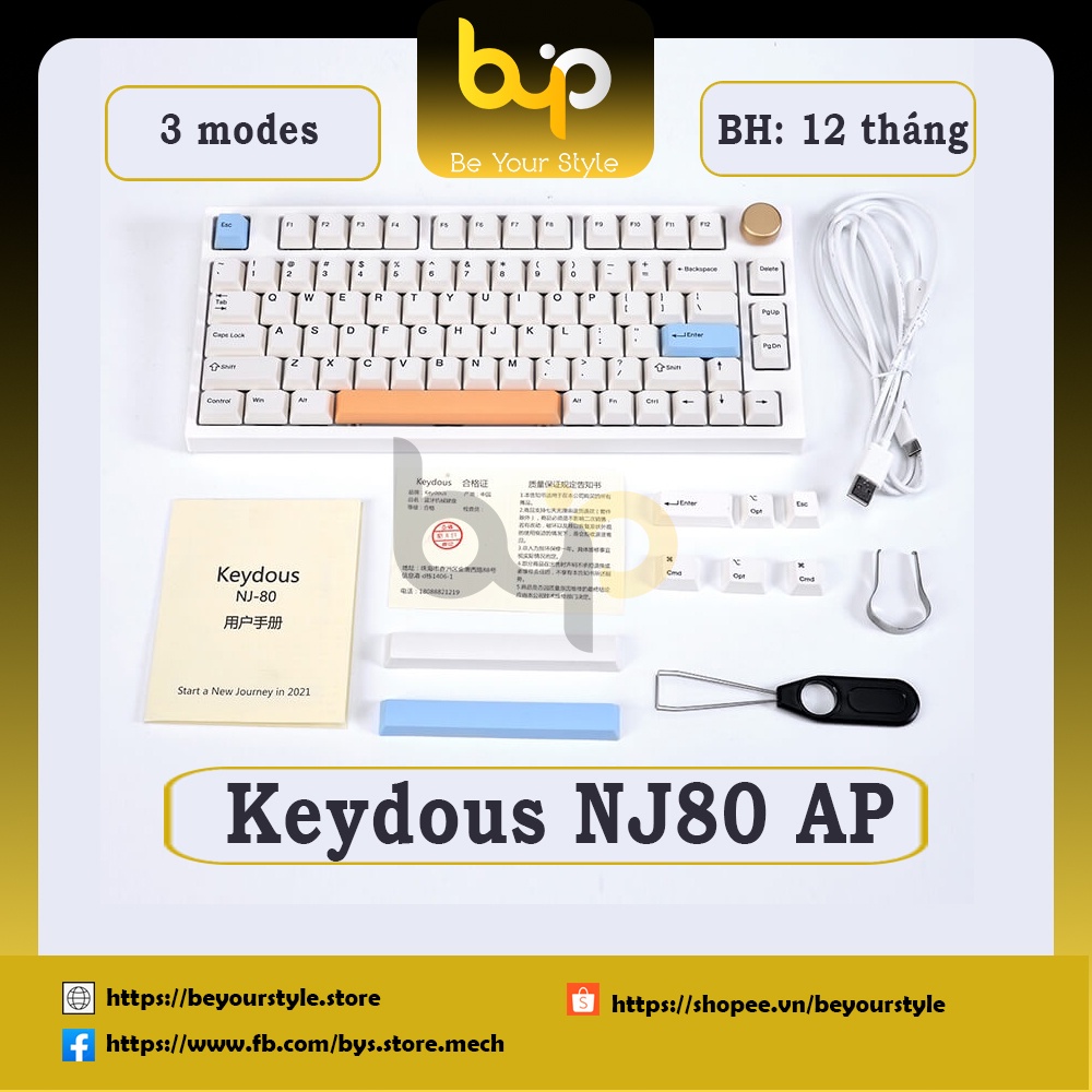 Keydous NJ80 AP Bàn phím cơ 3 mode | Phiên bản AP | Shopee Việt Nam
