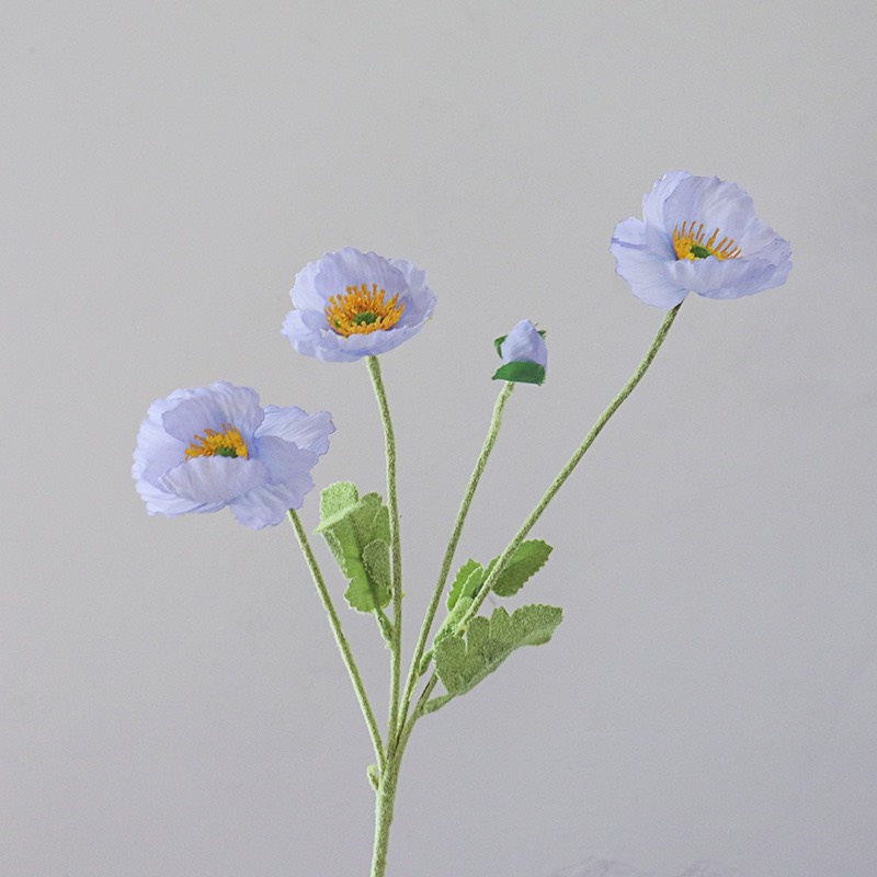 Hoa anh túc nhân tạo -Hoa poppy giả 3 bông 1 nụ trang trí tiệc cưới ...