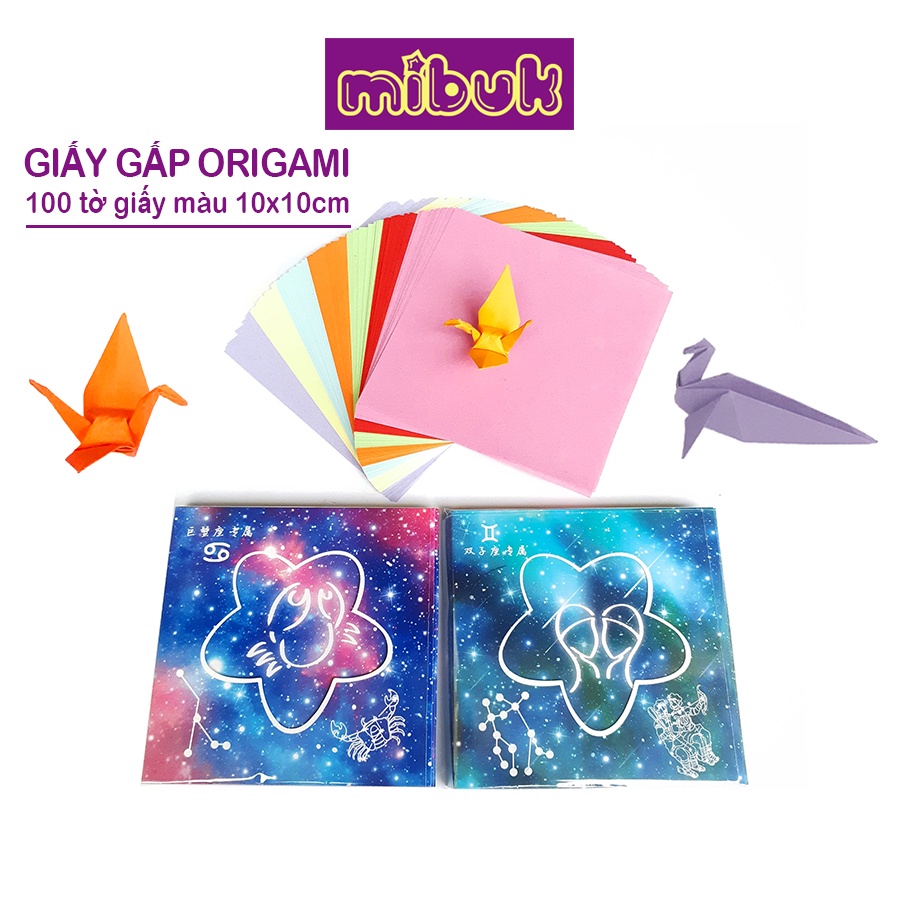 Giấy gấp origami 10x10 cm 100 tờ giấy gấp hạc màu trơn | Shopee Việt Nam