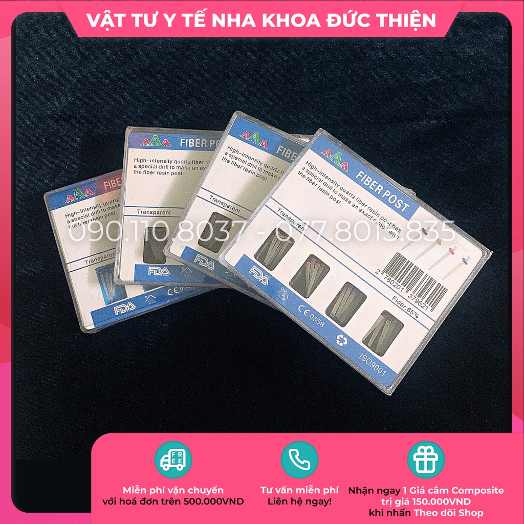 Chốt sợi thuỷ tinh AAA - Fiber Post AAA (Hộp 20 chốt và drill) - Vật tư ...