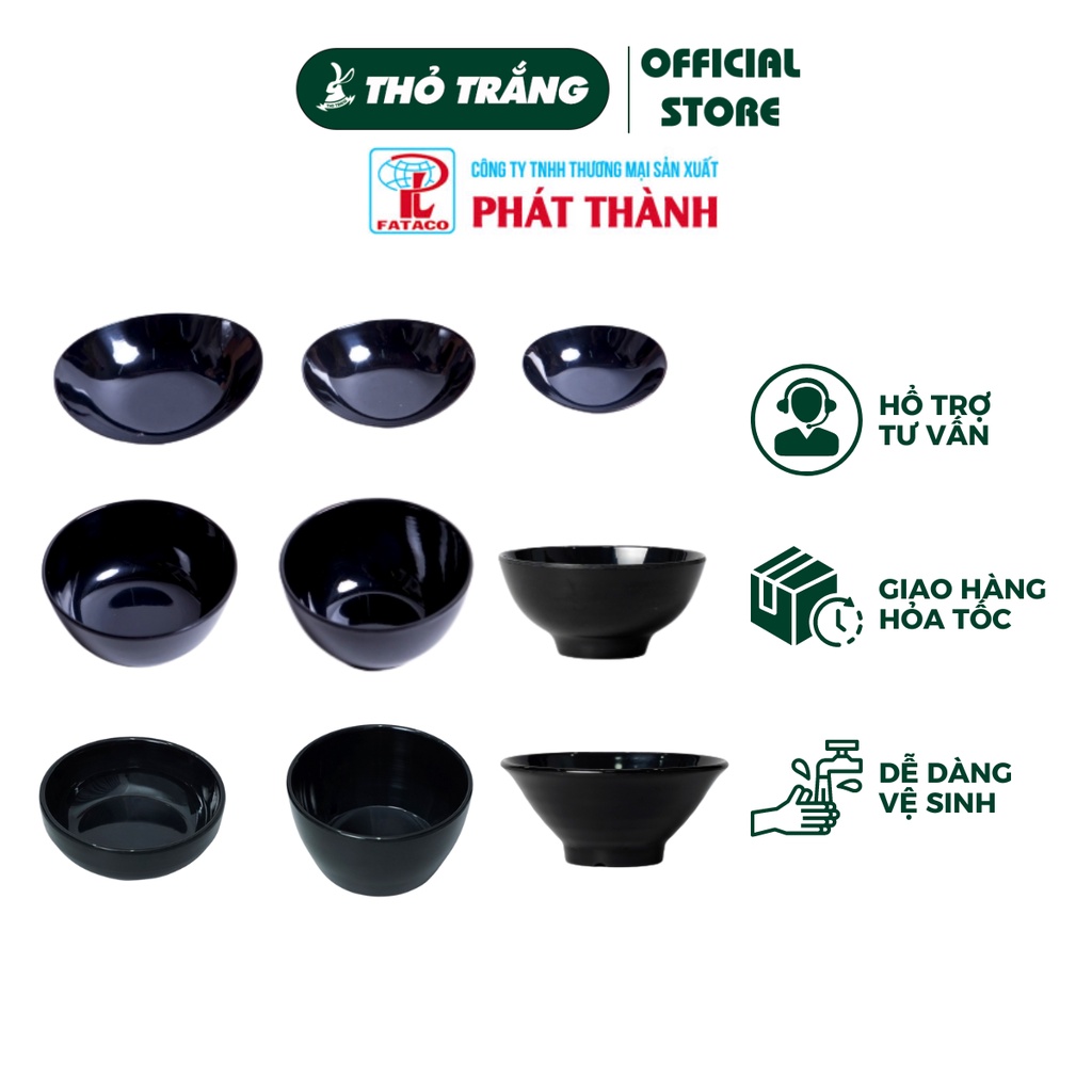 Chén Cơm Màu Đen Bóng Nhựa Melamine Cao Cấp Fataco Dùng Ăn Các Món Lẩu ...