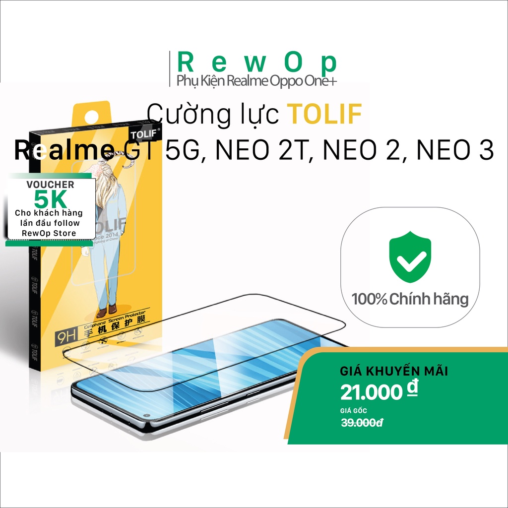 Cường lực TOLIF cho Realme GT2, GT2 Pro, GT Neo 2, Neo 3, Q5 Pro, Neo 3T - Full Viền đen - siêu ...