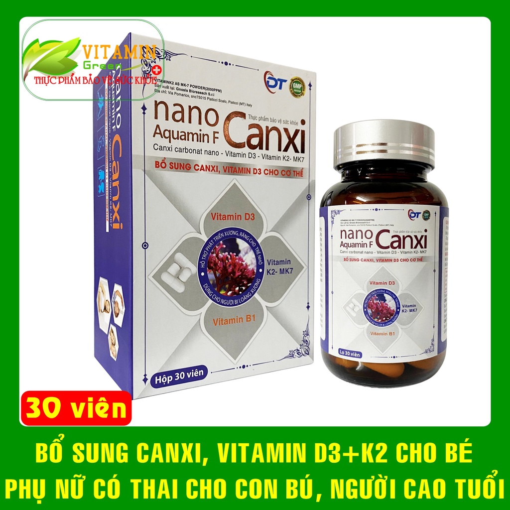 Nano Canxi Aquamin F Bổ sung canxi từ tảo biển và Vitamin D3 K2 giúp chắc khỏe xương (hộp 30 ...