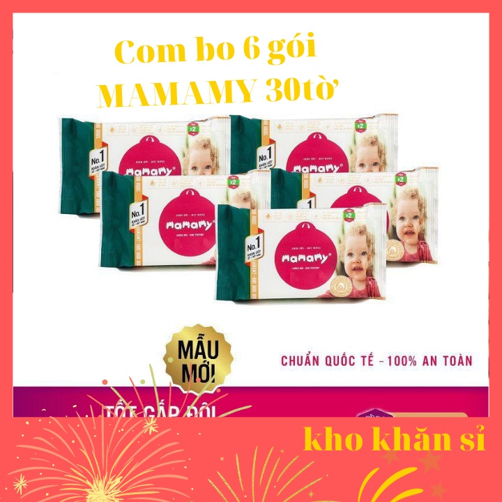 Combo 6 khăn giấy ướt Mamamy 30 tờ | Shopee Việt Nam