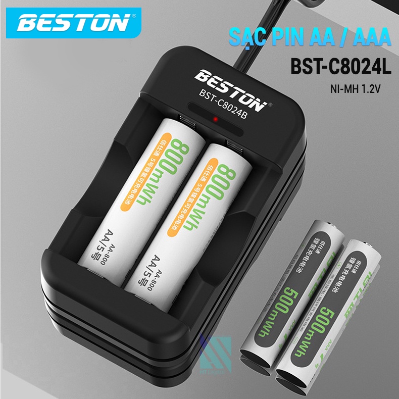 Bộ Pin Sạc 2A 3A BESTON C8024B dùng Cho Pin AA AAA dùng thay thế cho ...