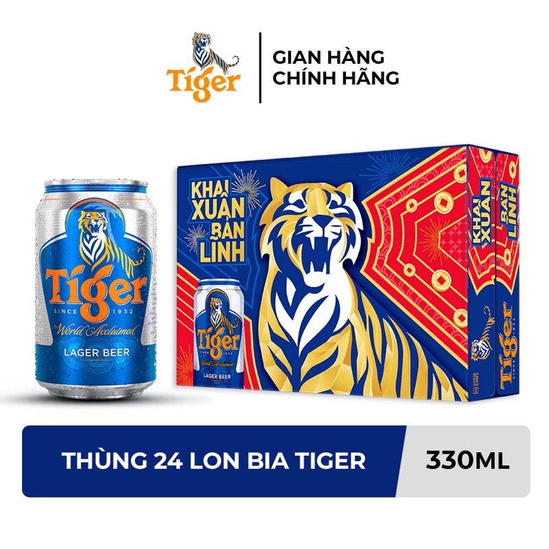 Bia Tiger 330ml thùng 24 lon | Shopee Việt Nam