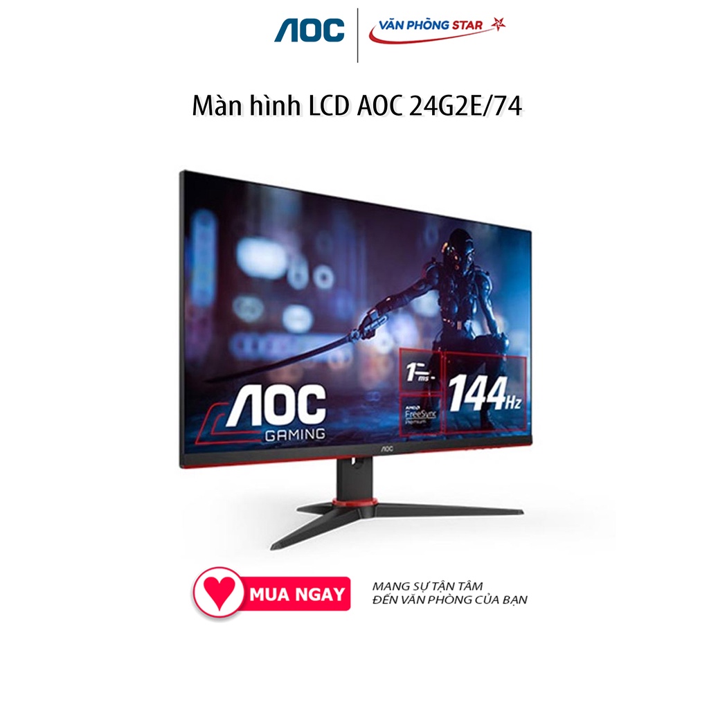 Màn hình LCD AOC 24G2E/74 (1920 x 1080/IPS/144Hz/1 ms/FreeSync Premium ...