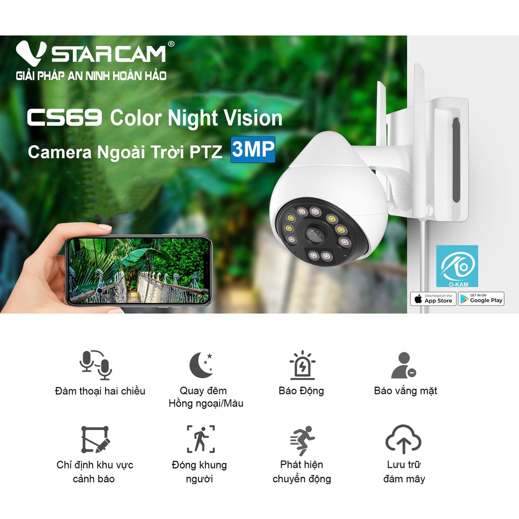 CAMERA WIFI IP STARCAM CS69 3MP PTZ CHÍNH HÃNG | Shopee Việt Nam