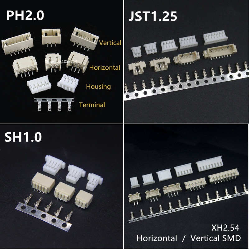 10 bộ SH1.0 JST1.25 SH / JST Đầu Pin SMD ngang / dọc + Vỏ + Bộ thiết bị đầu cuối 2.54mm | Shopee ...