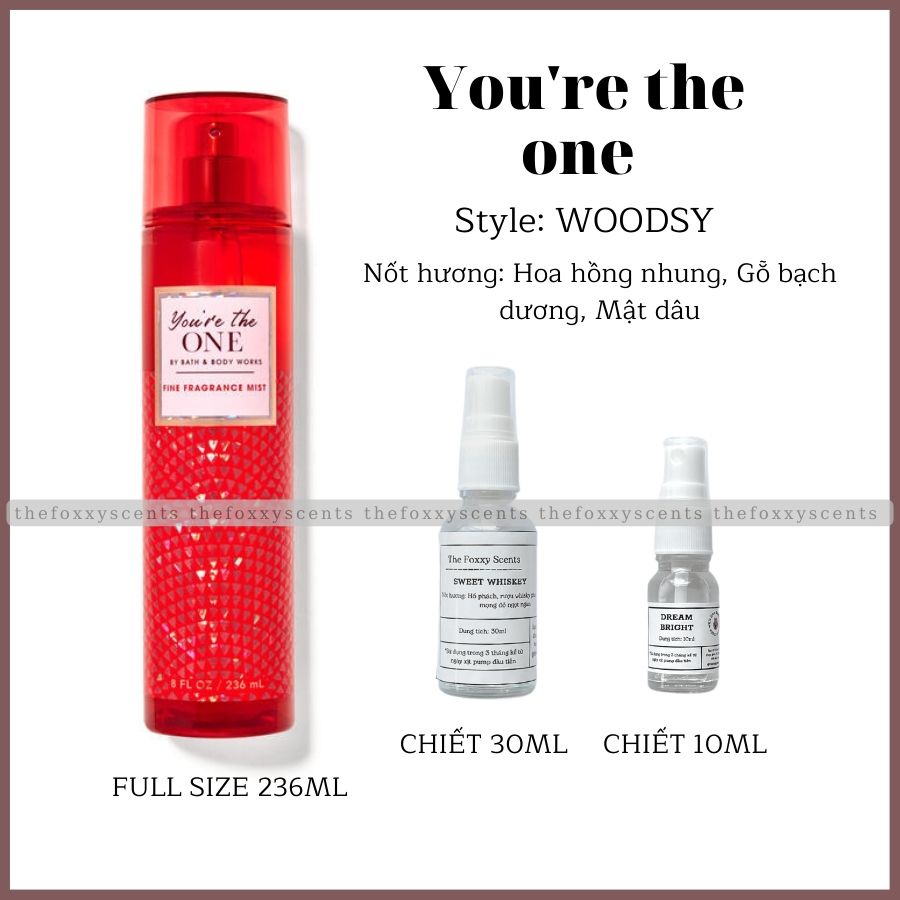 [US ONLY] YOU'RE THE ONE Body Mist (Xịt thơm) Chiết 10ml / 30ml ...