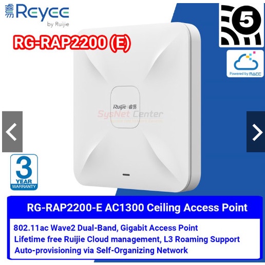 Bộ phát WiFi ốp trần Ruijie RG-RAP2200(E) 2200E LAN 1000M chuyên dụng ...
