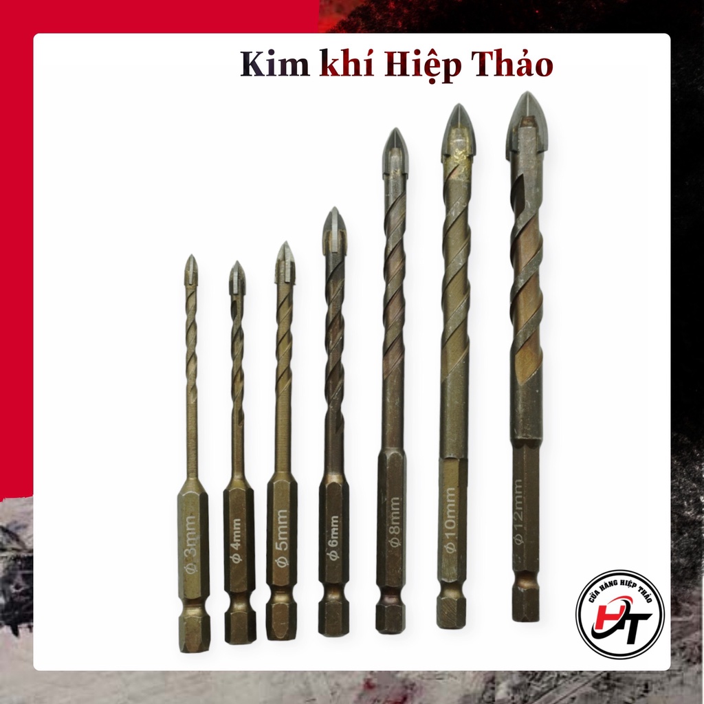Mũi khoan đa năng cao cấp 4 cạnh chân lục giác chữ thập khoan gạch men ...