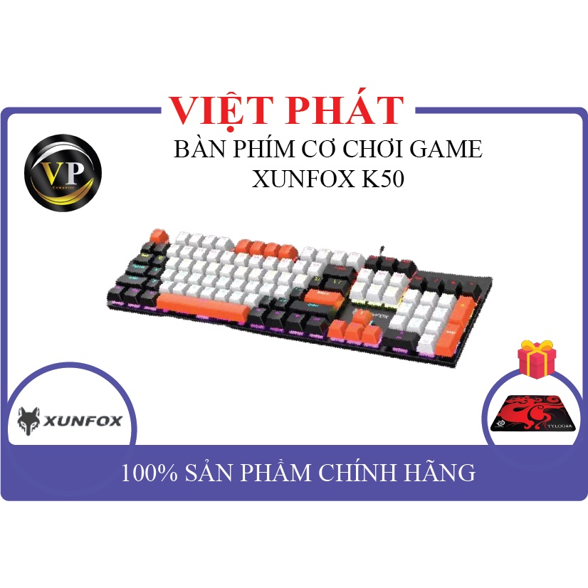 BÀN PHÍM CƠ CHƠI GAME XUNFOX K50 (Trắng Cam) | Shopee Việt Nam