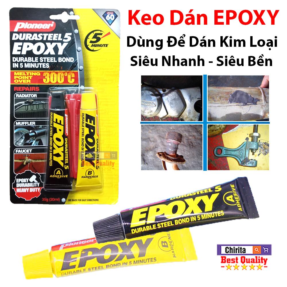 Keo Epoxy 2 thành phần, keo dán sắt đa năng chịu nhiệt 300 độ C, keo ...