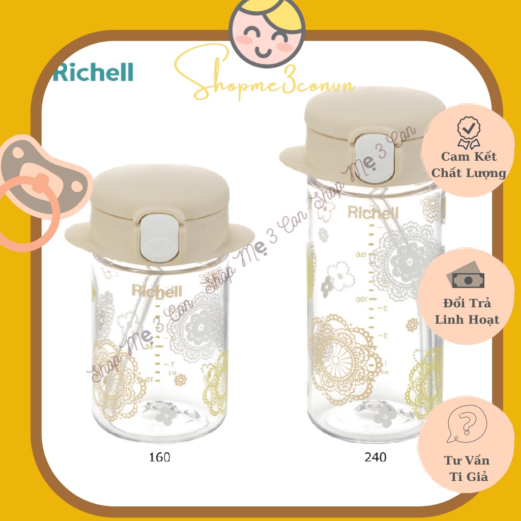 Bình Tập Uống Ống Hút AQ Richell Slim ( 160ml / 240ml ) | Shopee Việt Nam