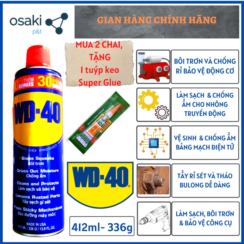Chai Xịt Chống Rỉ, Bôi Trơn, Chống Ẩm Đa Dụng WD40, WD-40 412ml (336g) | Shopee Việt Nam